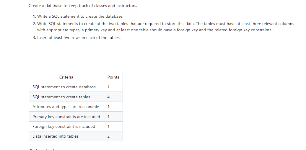 Solved Create a database to keep track of classes and | Chegg.com