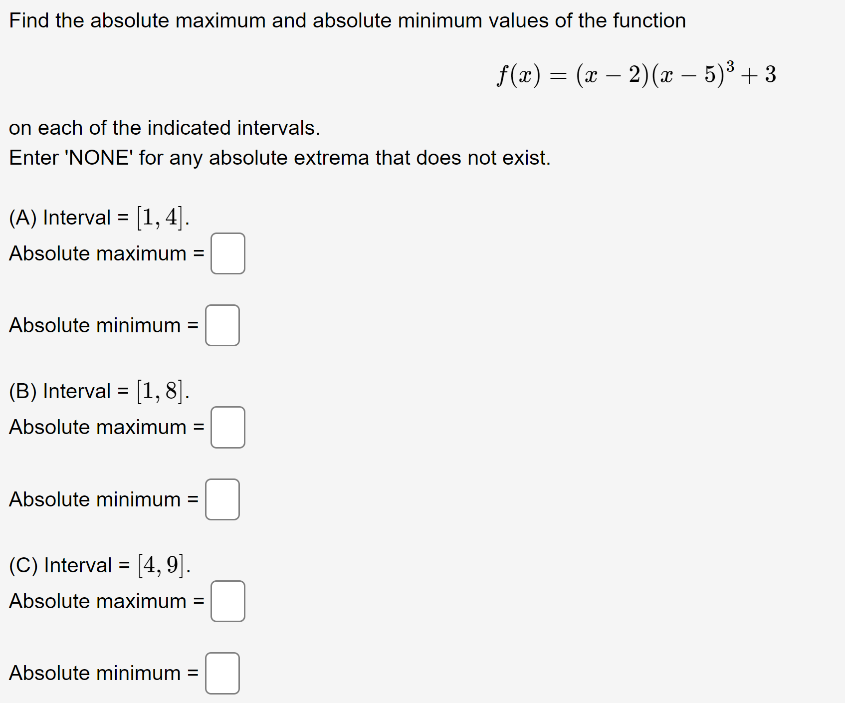 Solved Find the absolute maximum and absolute minimum values | Chegg.com