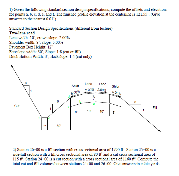 1) Given the following standard section design | Chegg.com