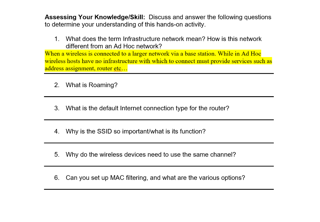 Solved Assessing Your Knowledge/Skill: Discuss and answer | Chegg.com