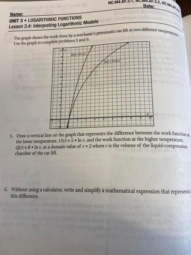 Solved Lesson 3.4: Interpreting Logarithmic iviuuvio The | Chegg.com