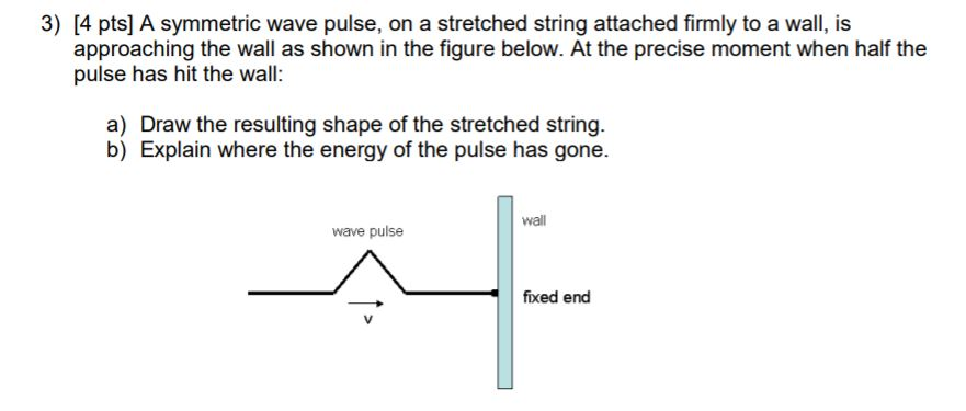 Solved 3) [4 pts] A symmetric wave pulse, on a stretched | Chegg.com