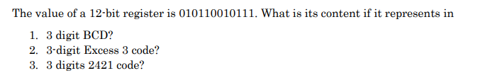 Solved The value of a 12-bit register is 010110010111. What | Chegg.com