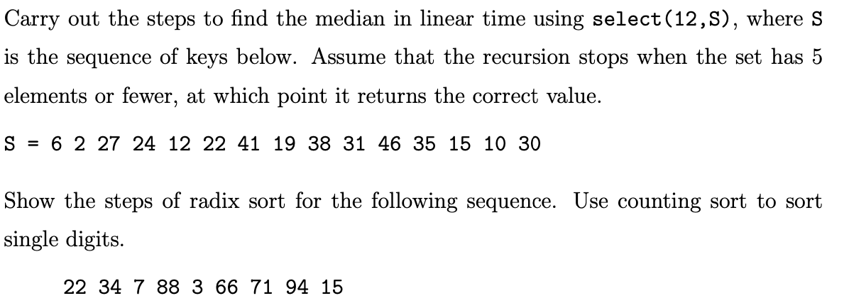 Solved Carry out the steps to find the median in linear time | Chegg.com