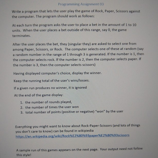 Solved Programming Assignment 03 Write a program that lets | Chegg.com