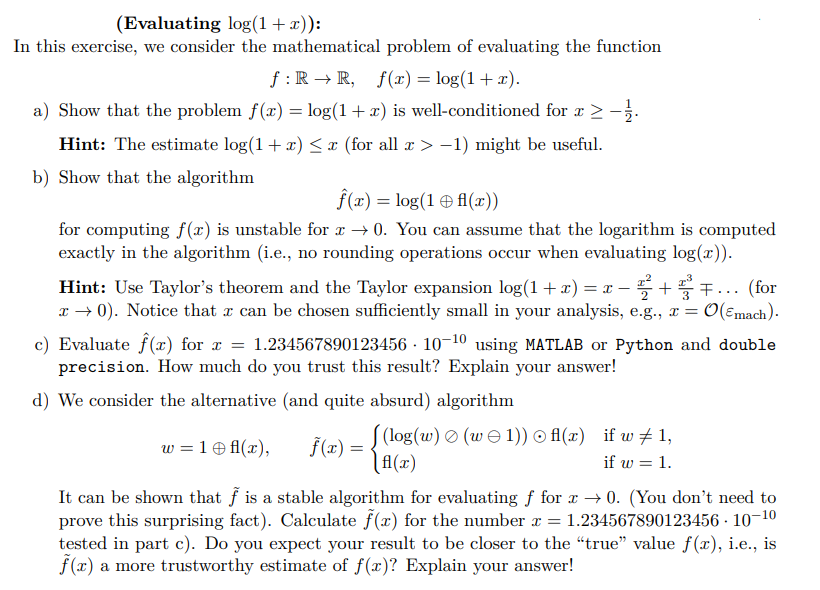 Solved (Evaluating log(1+x) ): In this exercise, we consider | Chegg.com