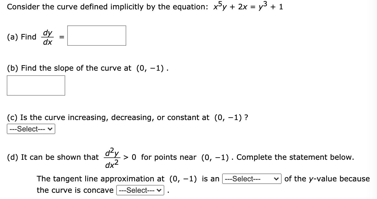 Solved Consider the curve defined implicitly by the | Chegg.com