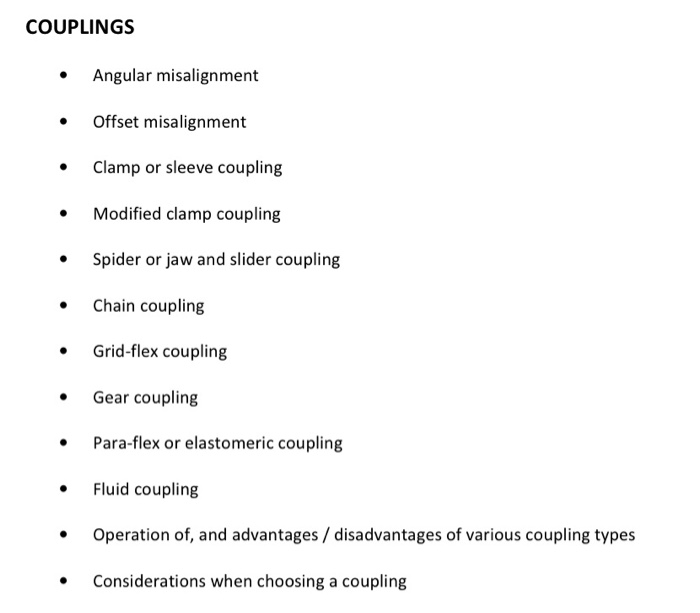 Solved COUPLINGS Angular misalignment Offset misalignment | Chegg.com