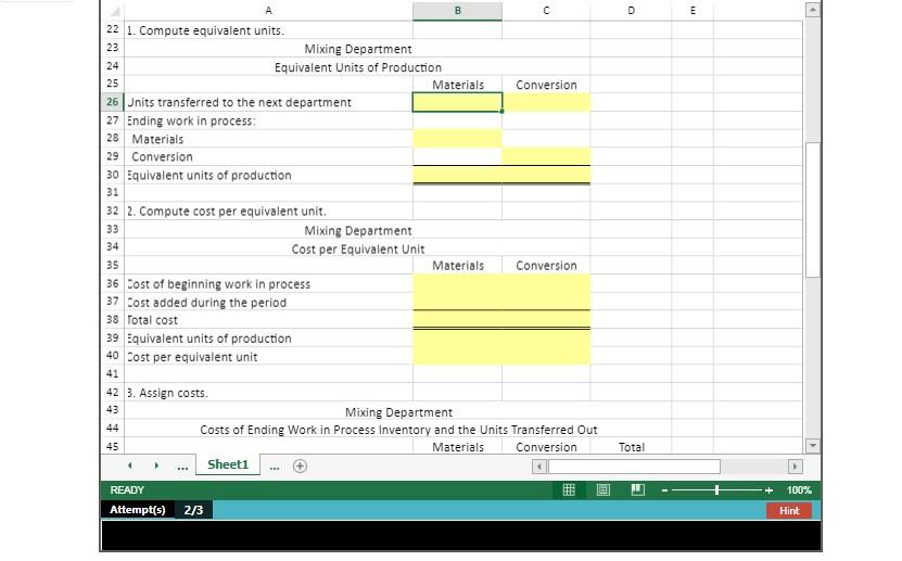Solved 1. Compute the equivalent units of production using | Chegg.com