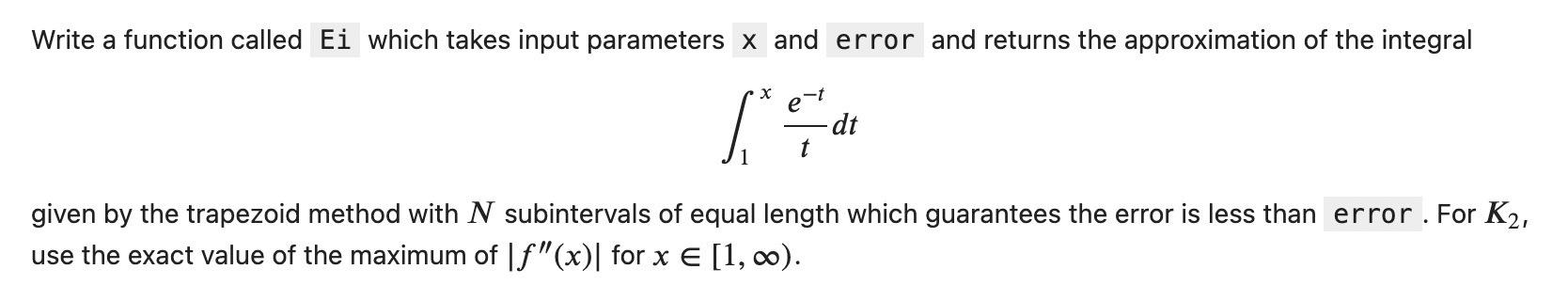 Solved Write a function called Ei which takes input | Chegg.com