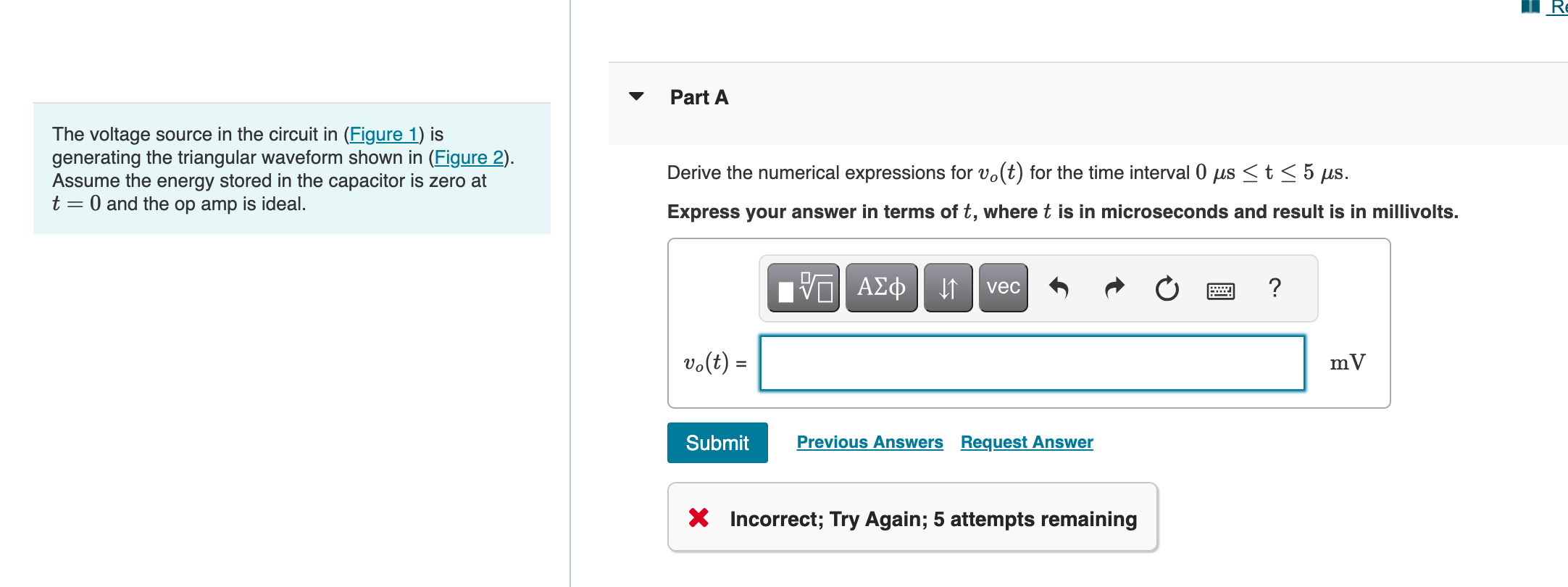 The voltage source in the circuit in generating the | Chegg.com