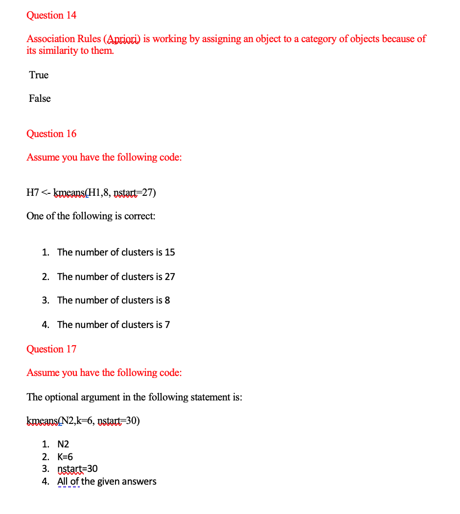 Solved Association Rules (Apriori) is working by assigning | Chegg.com