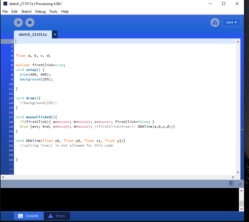 Solved DO NOT USE OTHER CODE Using Processing Java Use mouse | Chegg.com