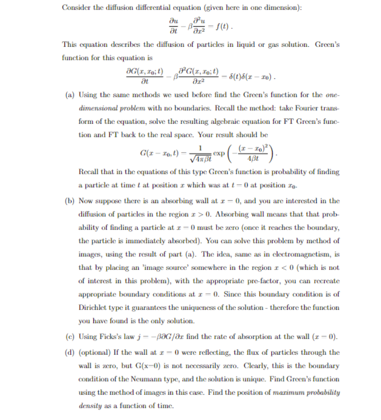Solved Consider the diffusion differential equation (given | Chegg.com