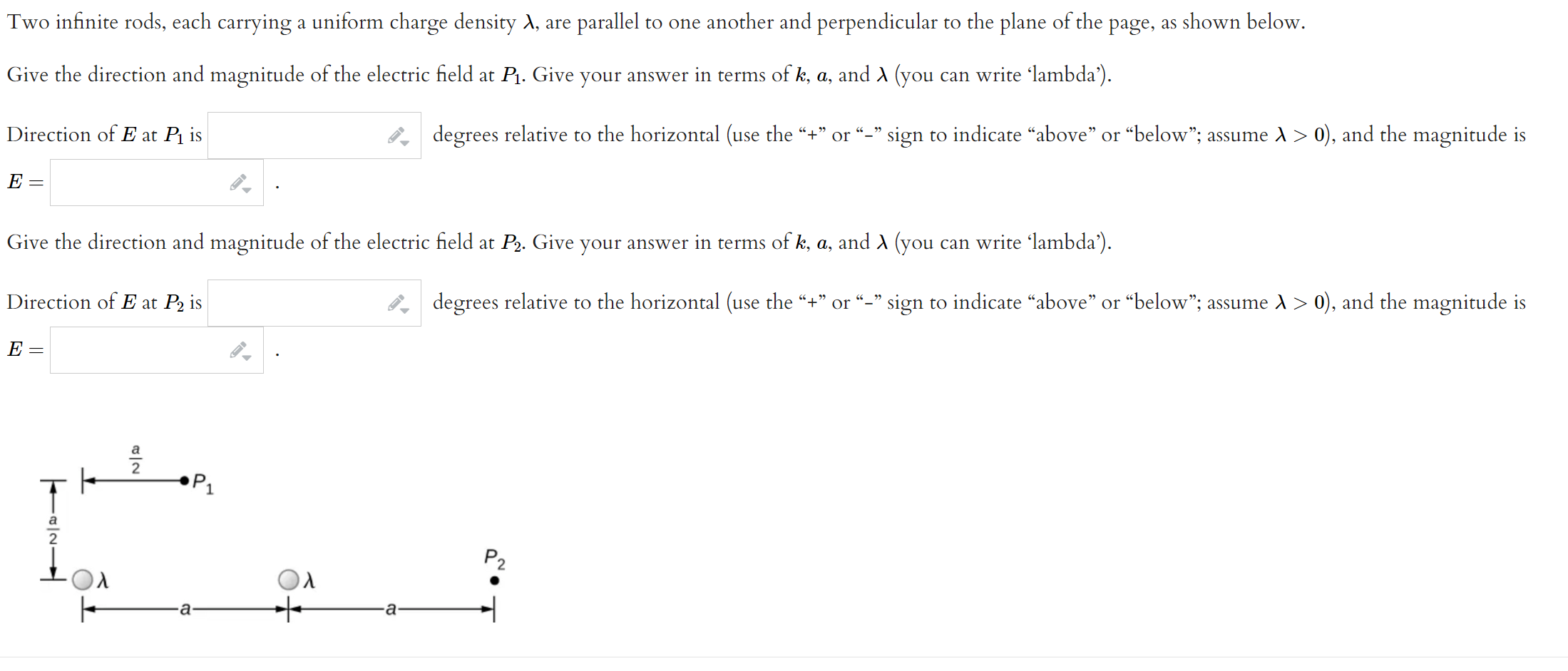 Solved Two infinite rods, each carrying a uniform charge | Chegg.com