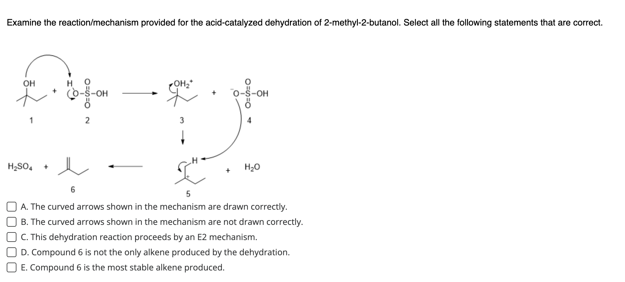 Solved The dehydration of cyclohexanol in the presence of an | Chegg.com