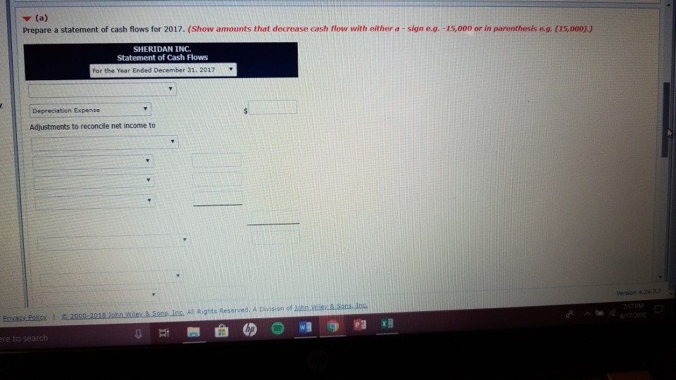 Solved Problem 5-6 (Part Level Submission) Sheridan Inc. had | Chegg.com