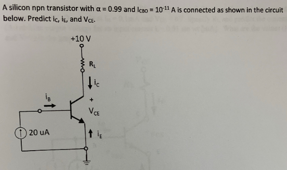 Solved A silicon npn transistor with α = 0.99 and icBo = | Chegg.com