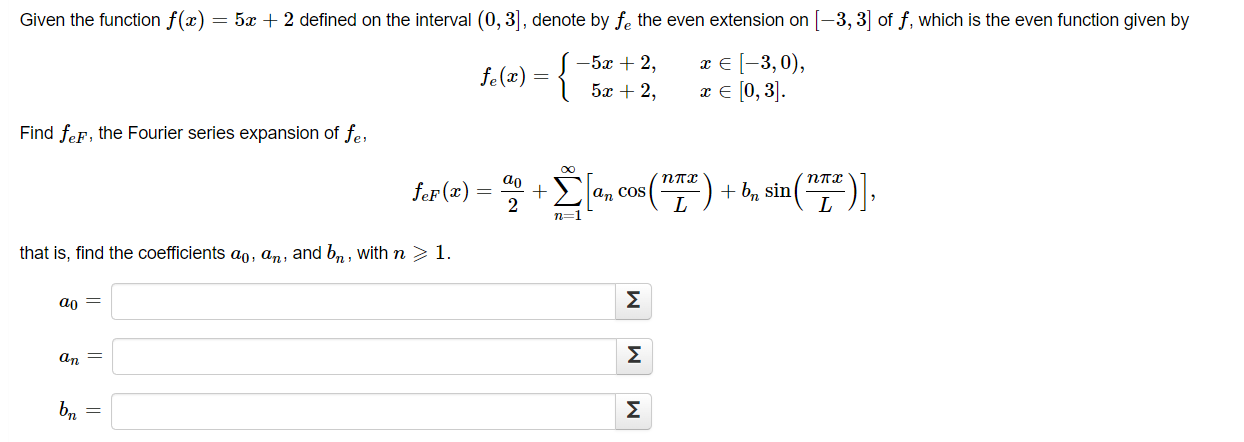 Solved Given the function f(x)=5x+2 defined on the interval | Chegg.com