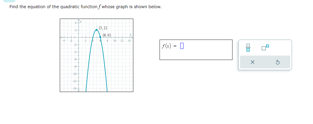 Solved Find the equation of the quadratic function f whose | Chegg.com