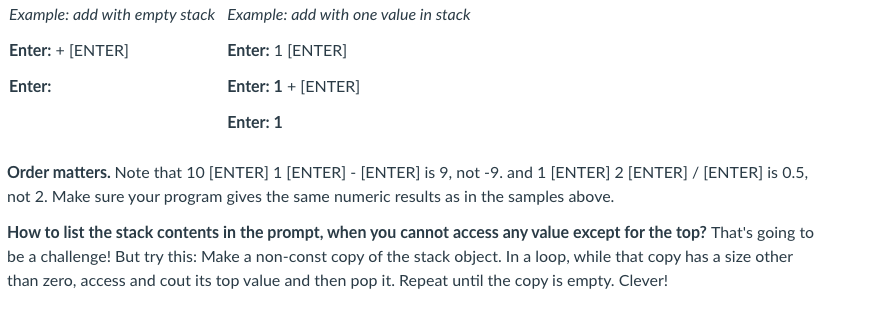 Part 2: An RPN Calculator Use your stack template | Chegg.com