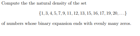 Compute the the natural density of the set | Chegg.com