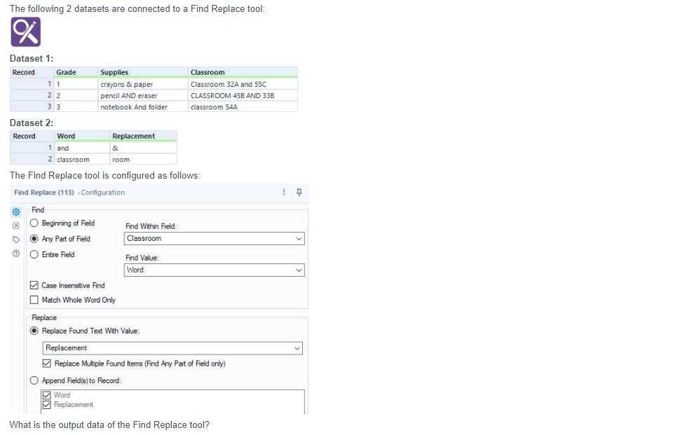 The following 2 datasets are connected to a Find | Chegg.com