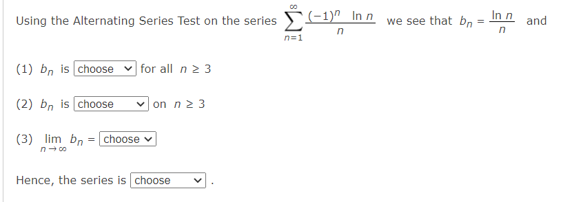 Solved Using the Alternating Series Test on the series (-1)" | Chegg.com