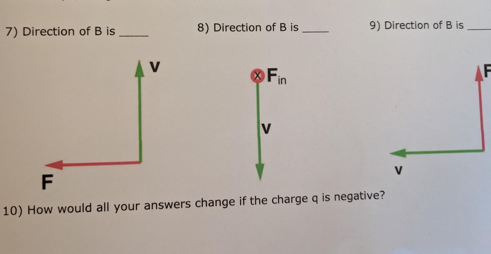 Solved 7) Direction of B is 8) Direction of B is 9) | Chegg.com