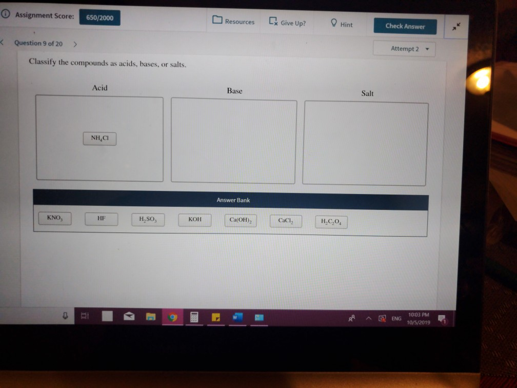 Solved Assignment Score: 650/2000 Resources [ Give Up? Hint | Chegg.com