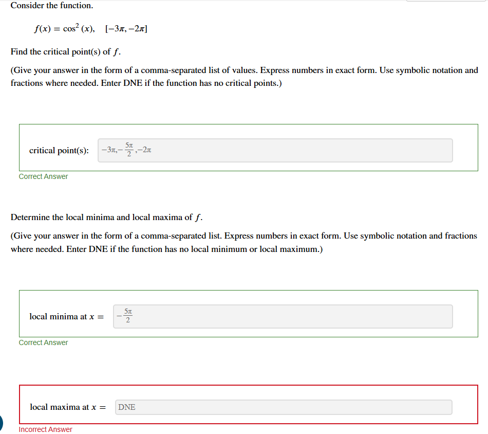 Solved Consider the function.f(x)=cos2(x),[-3π,-2π]Find the | Chegg.com