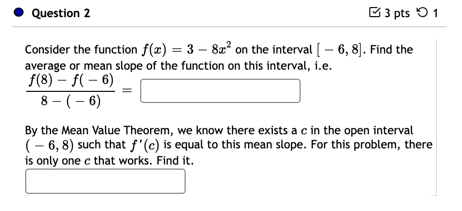 Solved Consider the function f(x)=3−8x2 on the interval | Chegg.com