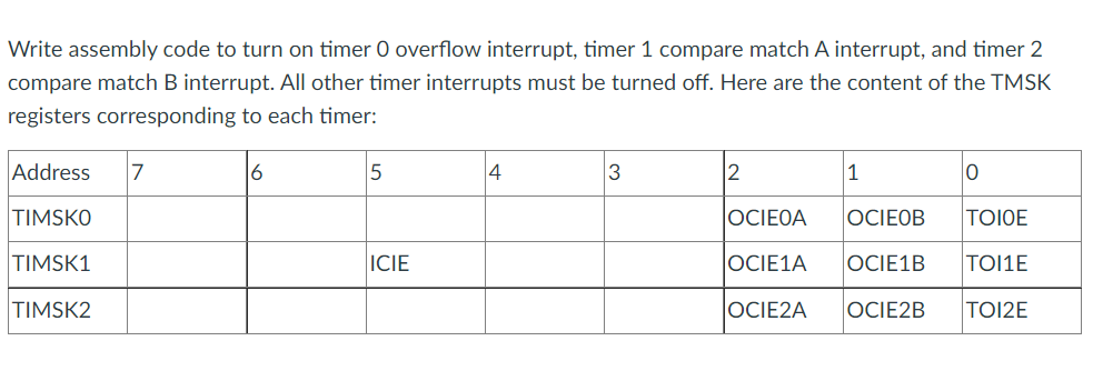 Solved Write Assembly Code To Turn On Timer 0 Overflow 