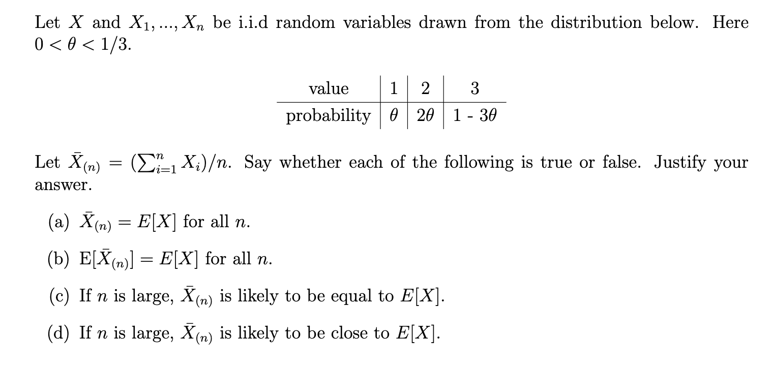 Solved Let X and X1,…,Xn be i.i.d random variables drawn | Chegg.com