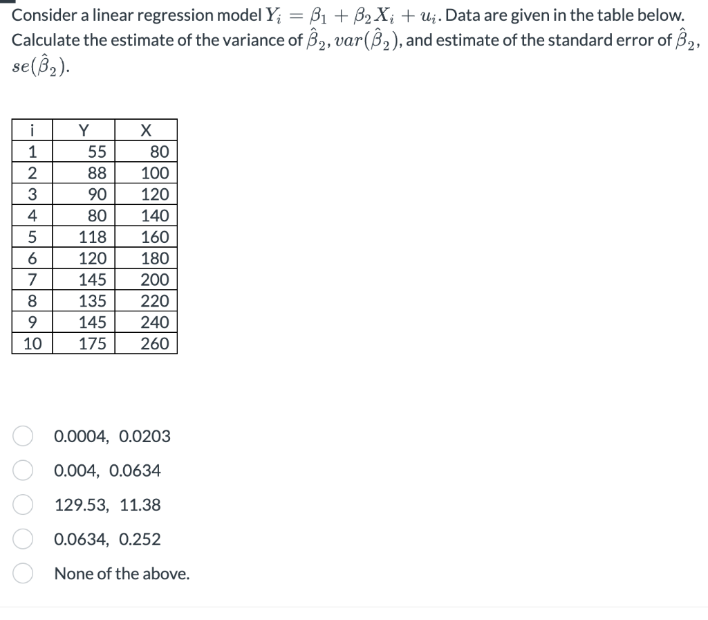 Solved Consider a linear regression model Yi=β1+β2Xi+ui. | Chegg.com