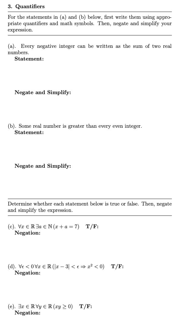 Solved 3. Quantifiers For the statements in (a) and (b) | Chegg.com