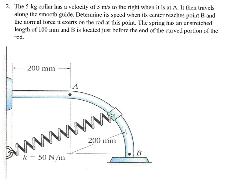 Solved 2. The 5-kg collar has a velocity of 5 m/s to the | Chegg.com