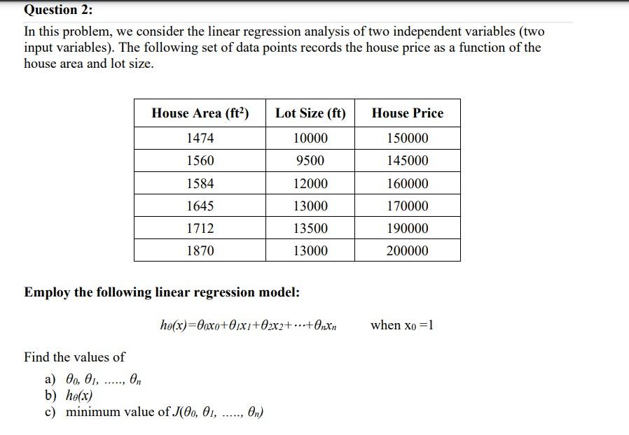 In this problem, we consider the linear regression | Chegg.com