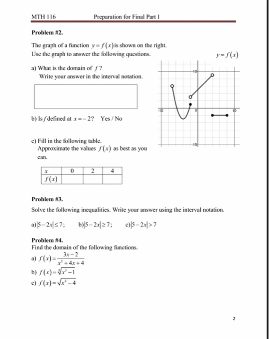 Solved MTH 116 Preparation for Final Part L. Functions. | Chegg.com