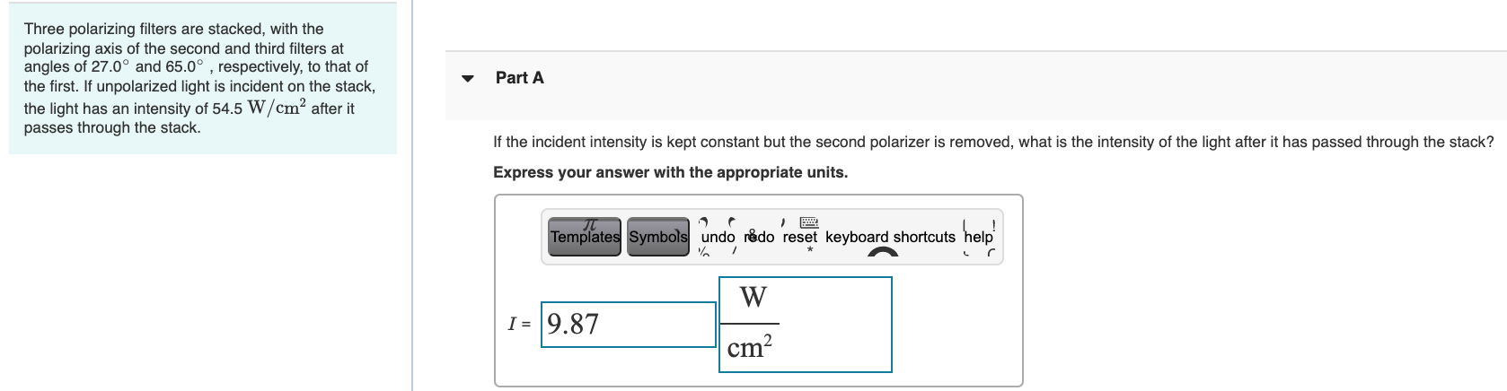 Solved , Three polarizing filters are stacked, with the | Chegg.com