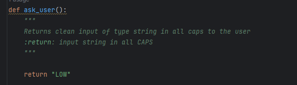 Solved Within the ask user function: Print the | Chegg.com