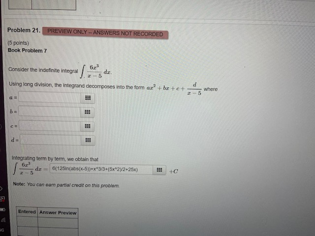 Solved Problem 21. PREVIEW ONLY - ANSWERS NOT RECORDED (5 | Chegg.com