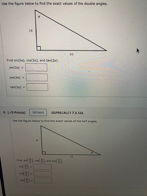 Solved Use the figure below to find the exact values of the | Chegg.com