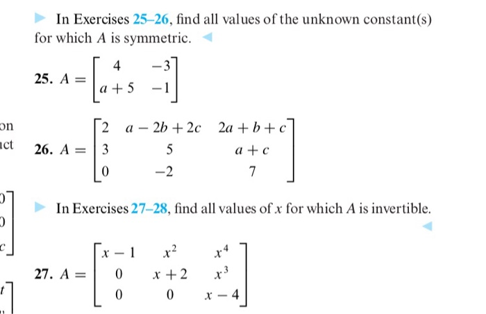 Solved In Exercises 25-26, find all values of the unknown | Chegg.com