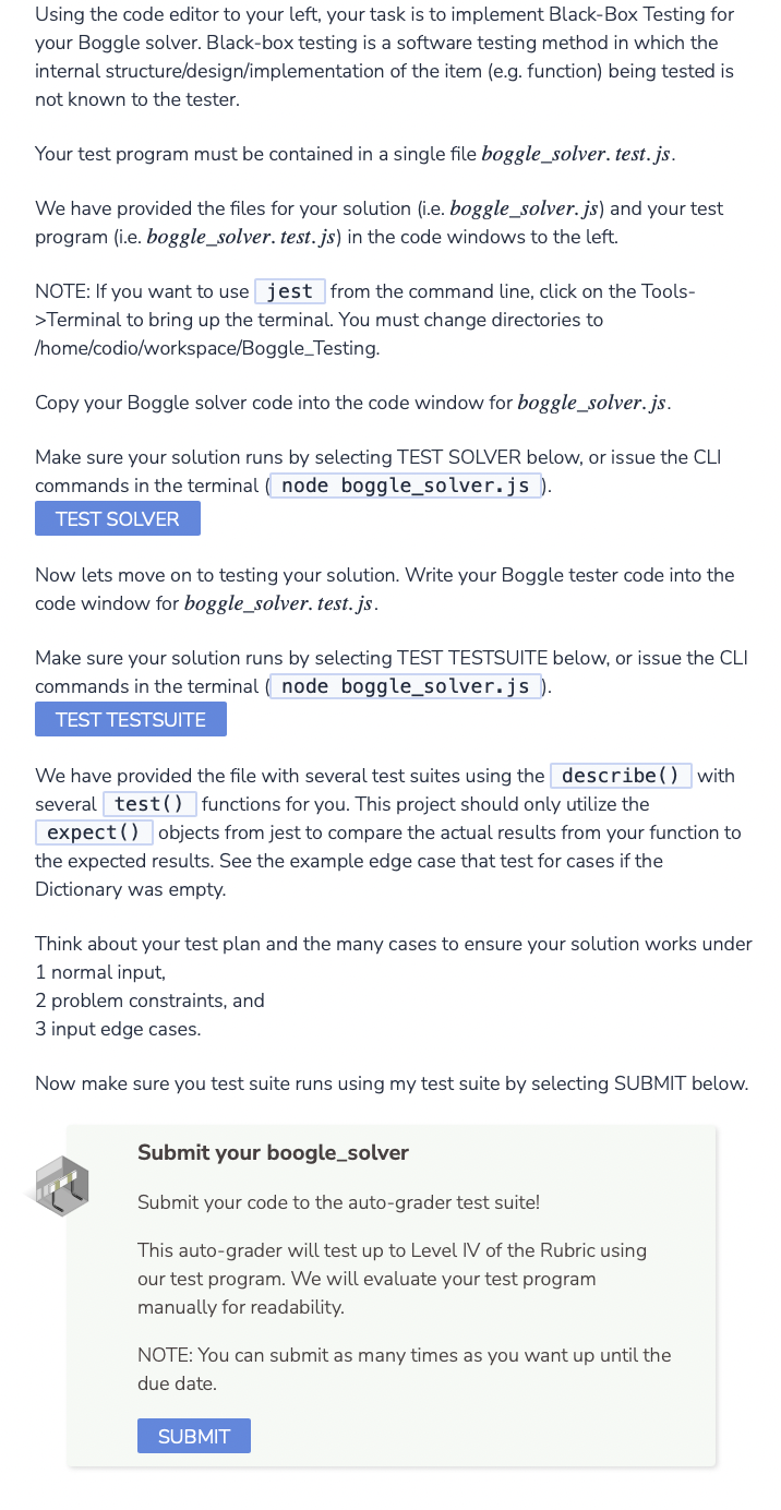 Solved STARTER CODE: /** * Given a Boggle board and a | Chegg.com