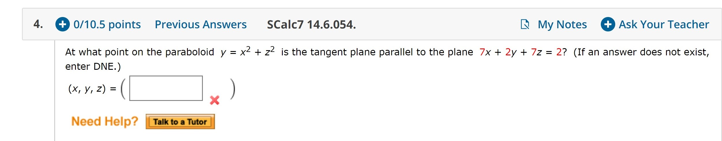 Solved 4. + 0/10.5 points Previous Answers Scalc7 14.6.054. | Chegg.com Solved 4. + 0/10.5 points Previous Answers Scalc7 14.6.054. | Chegg.com