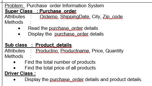 Solved Problem: Purchase order Information System Super | Chegg.com