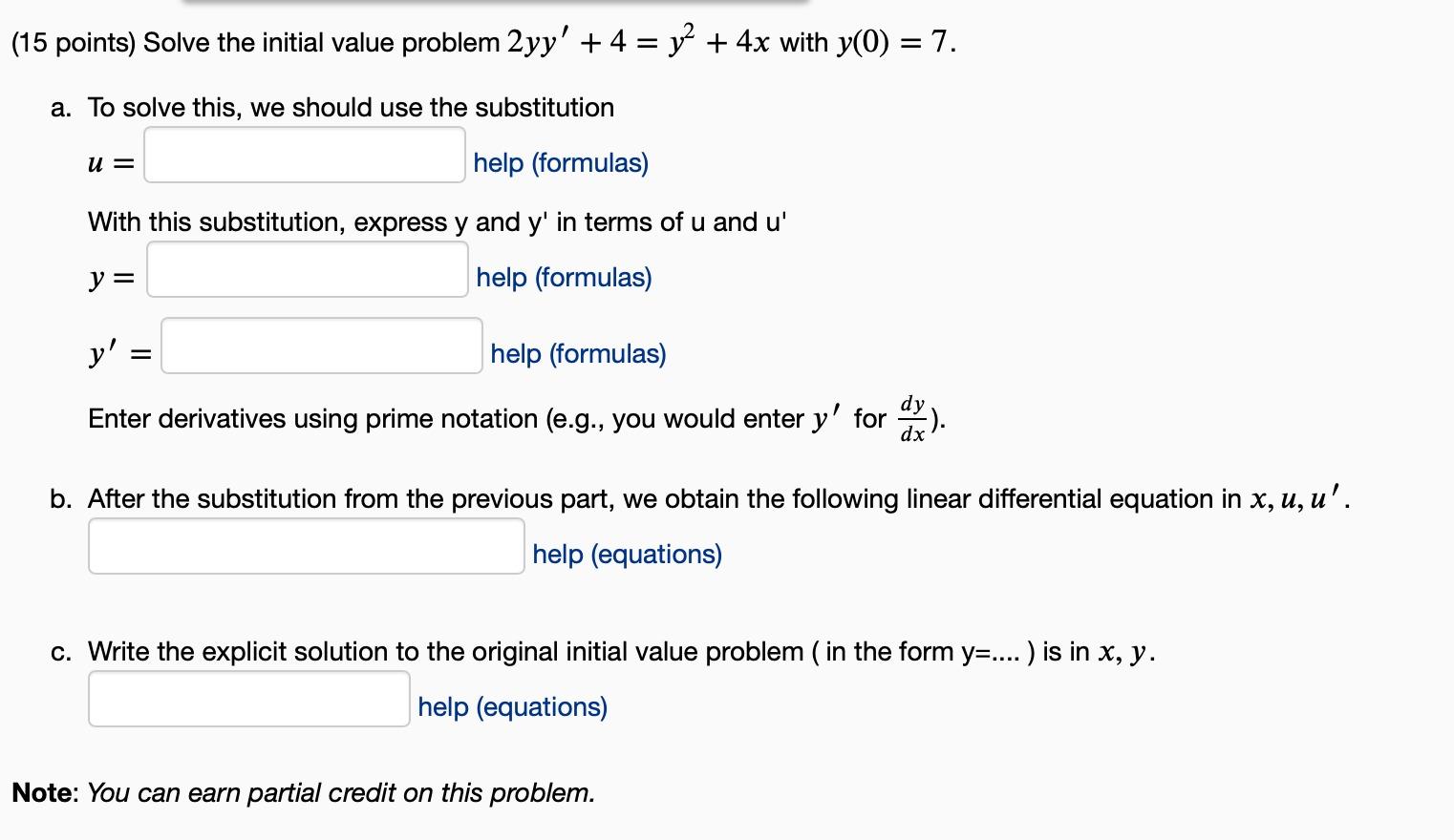 Solved (15 points) Solve the initial value problem 2yy' + 4 | Chegg.com