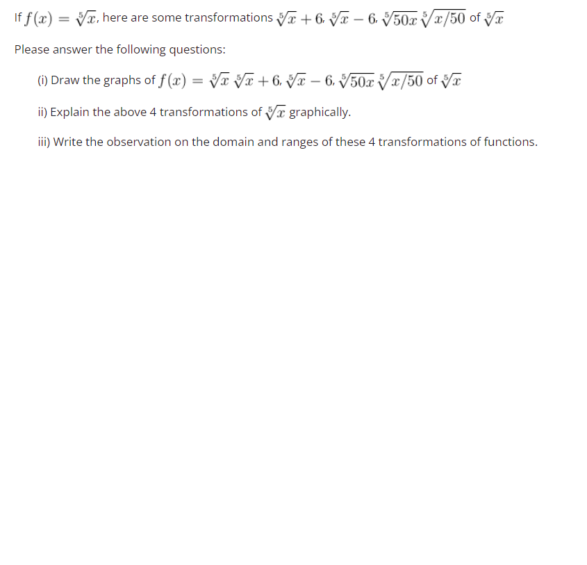 Solved If f(x)=x5, ﻿here are some transformations | Chegg.com