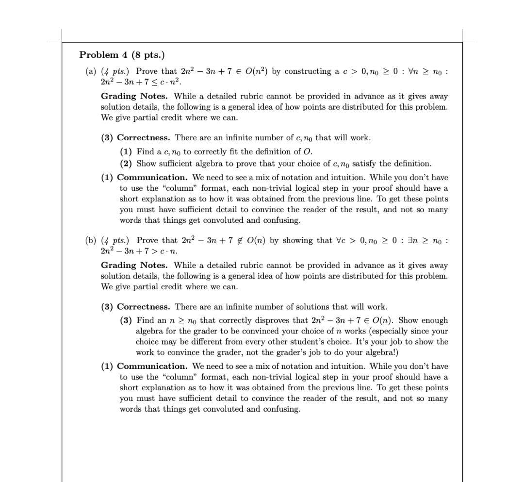 Solved Problem 4 (8 pts.) (a) (4 pts.) Prove that | Chegg.com